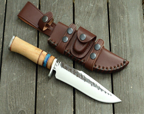 Leopard Damascus Bowie Knife - JUN KNIVES